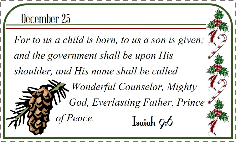 Freebie Printable: December Bible Verse Calendar – Xapa to the World